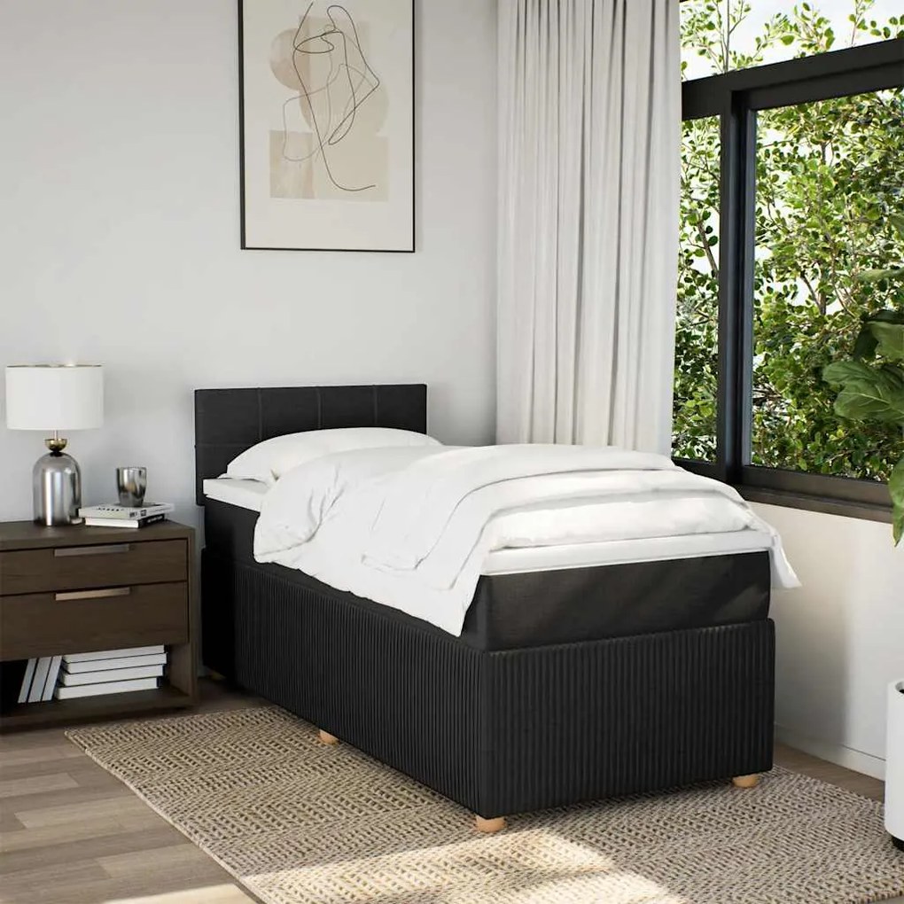 Box spring postel s matrací černá 90x200 cm textil 3289641