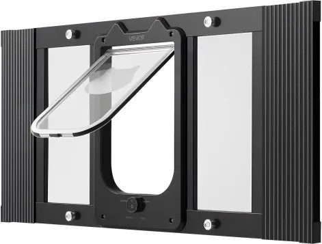 Dvířka pro kočky do okna, Nastavitelná na šířku okna 686–813 mm VEVOR – Černá