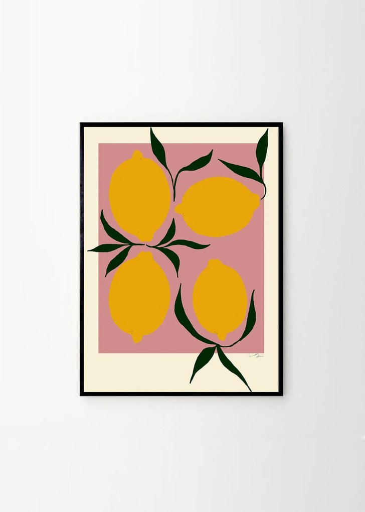 THE POSTER CLUB Autorský plakát Pink Lemon by Anna Mörner 30 x 40 cm, růžová barva, žlutá barva, papír