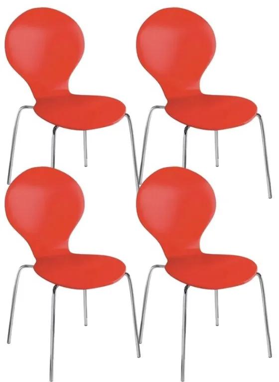 B2B Partner Dřevěná jídelní židle CANDY, červená 4 ks