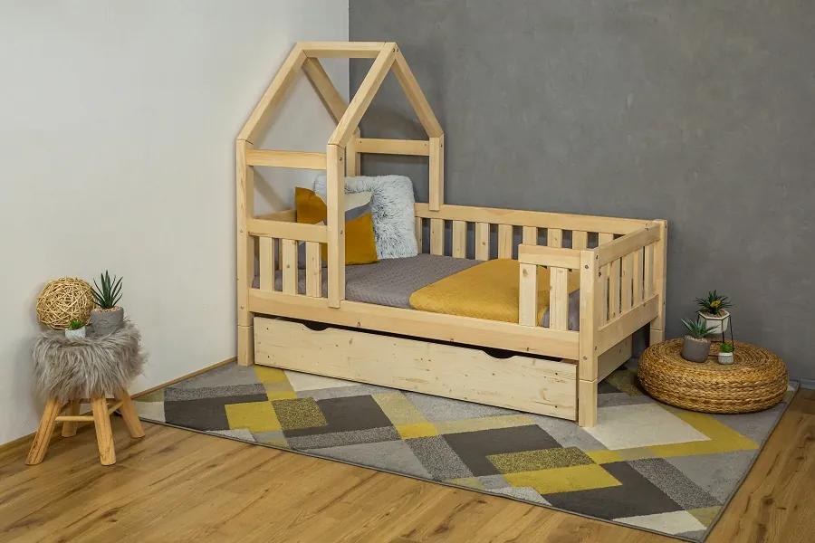 MAXIDO Dětská postel domeček Zara - jeden šuplík 200x90 přírodní