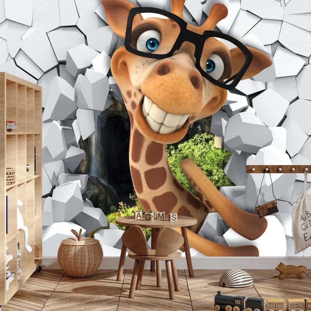 Fototapeta Smějící Se Žirafa S Brýlemi Hladký vinyl 135x90