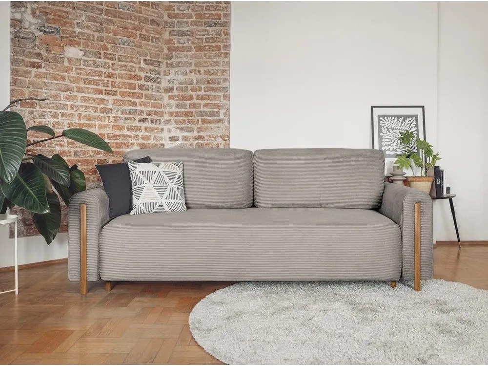 Světle hnědá manšestrová rozkládací/s úložným prostorem pohovka 244 cm Arcadova – ELTAP