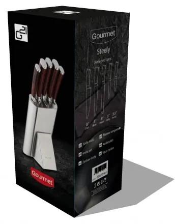 Sada nožů G21 Gourmet Steely 5 ks + nerez blok