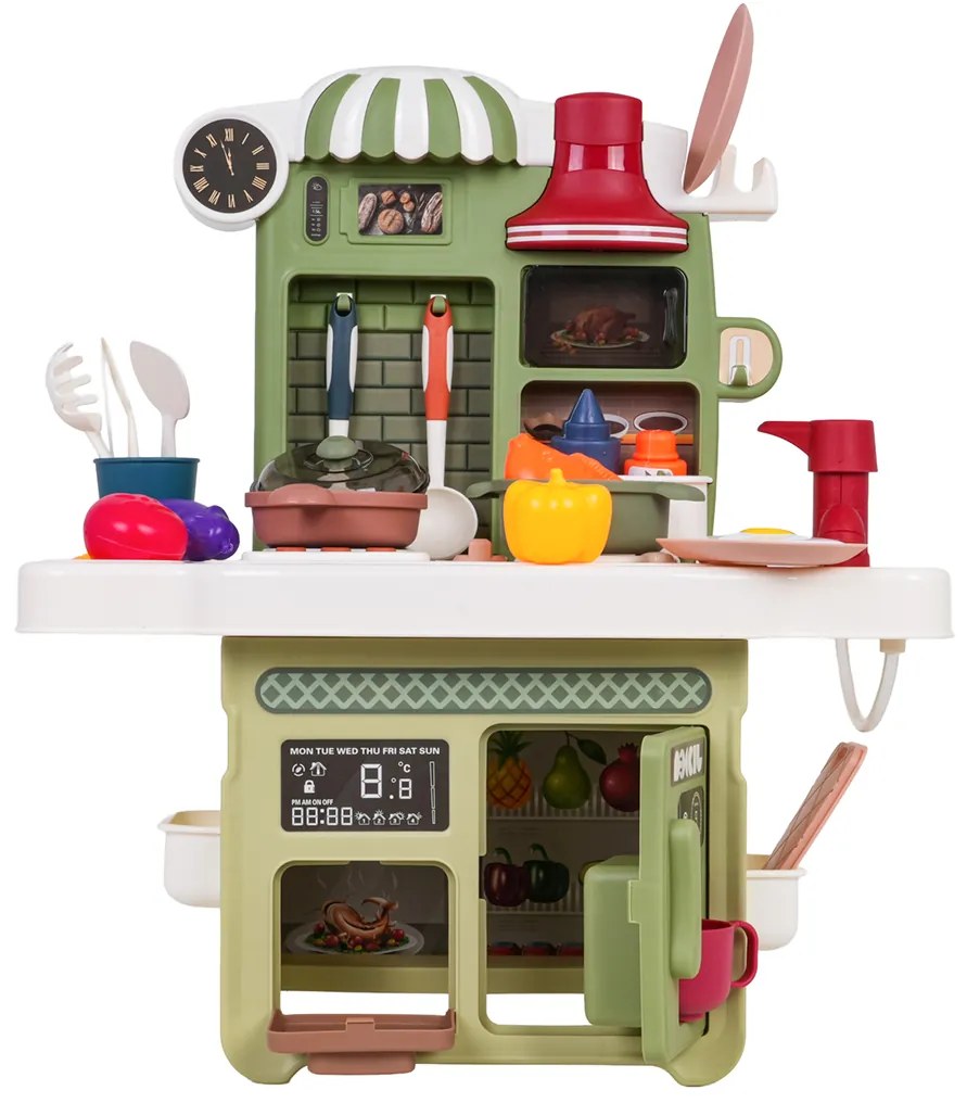 RKToys Dětská zelená kuchyňka se světlem a zvukem