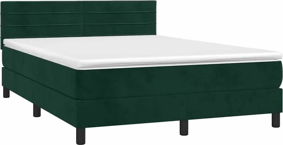 Box spring postel s matrací tmavě zelená 140x200 cm samet 3141368