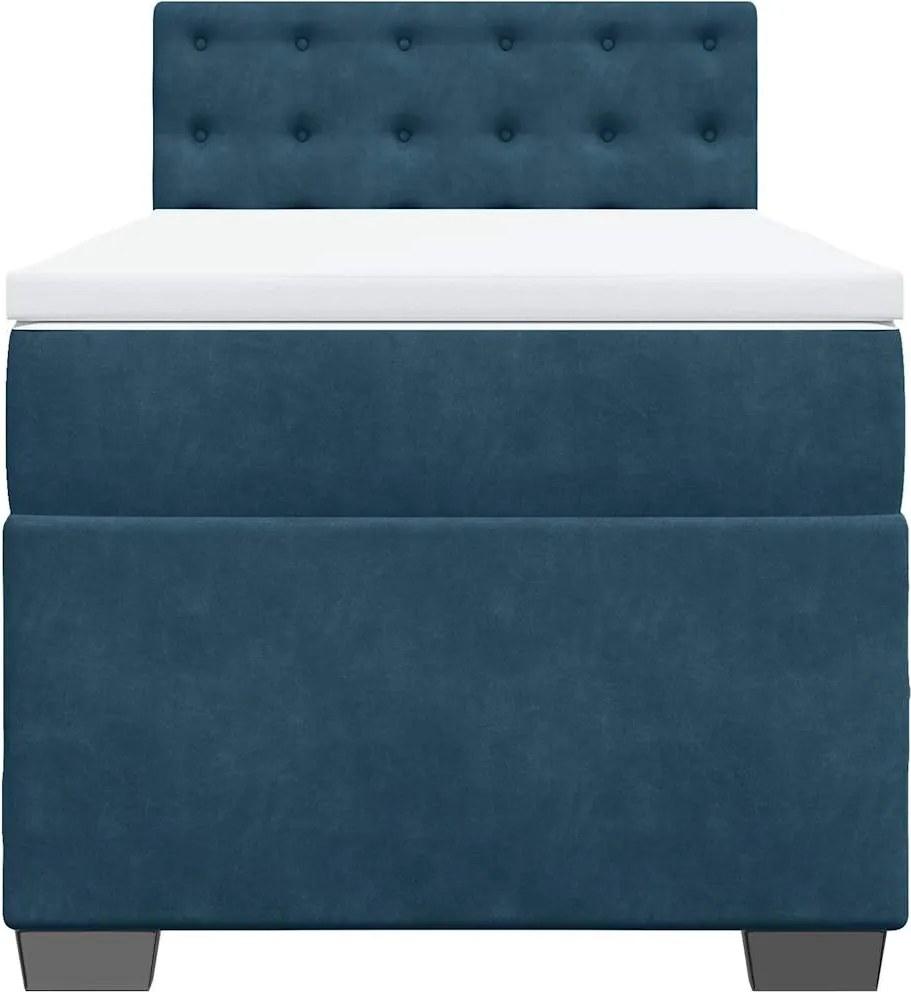 Box spring postel s matrací modrá 100 x 200 cm samet 3288550