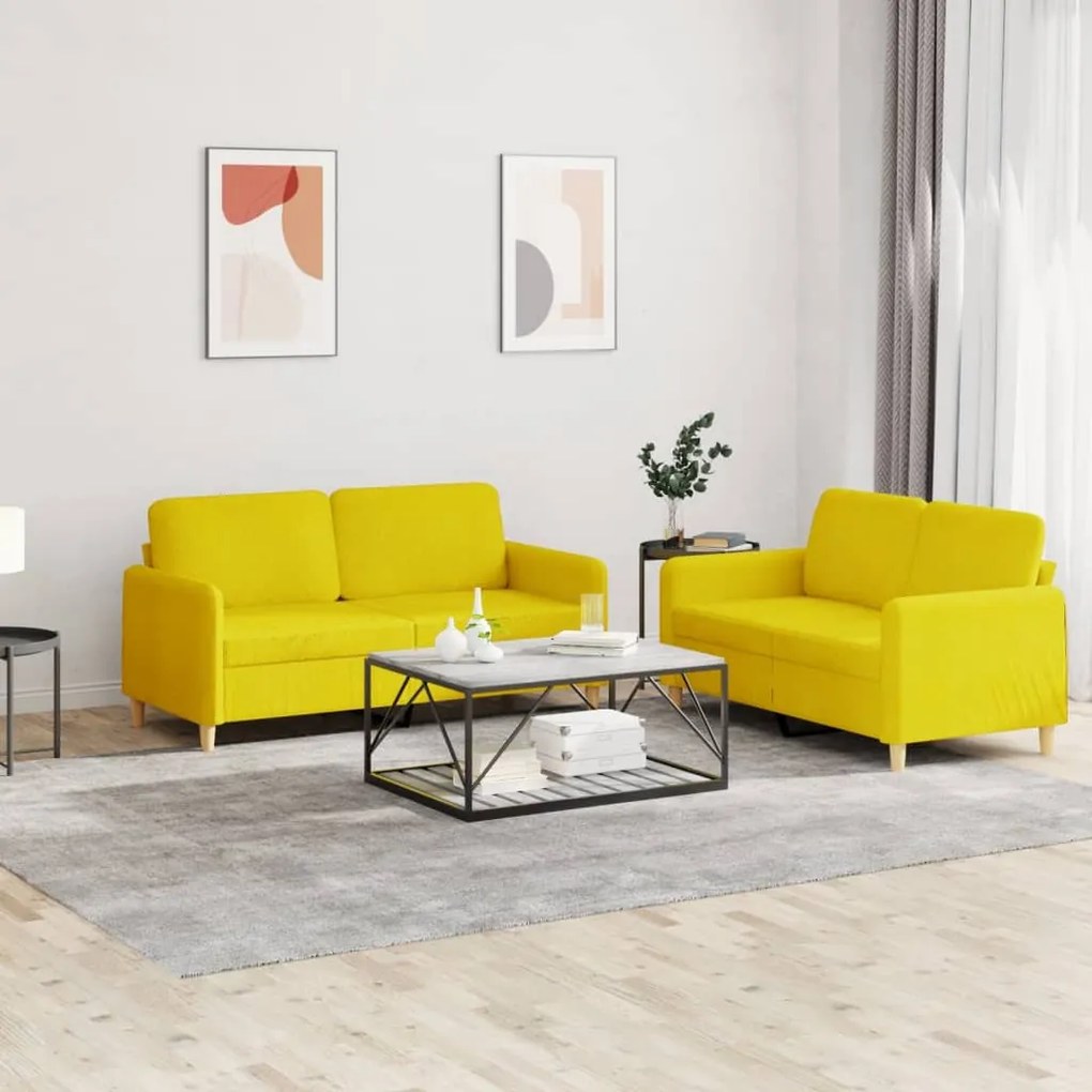 2dílná sedací souprava s poduškami světle žlutá textil 3202091