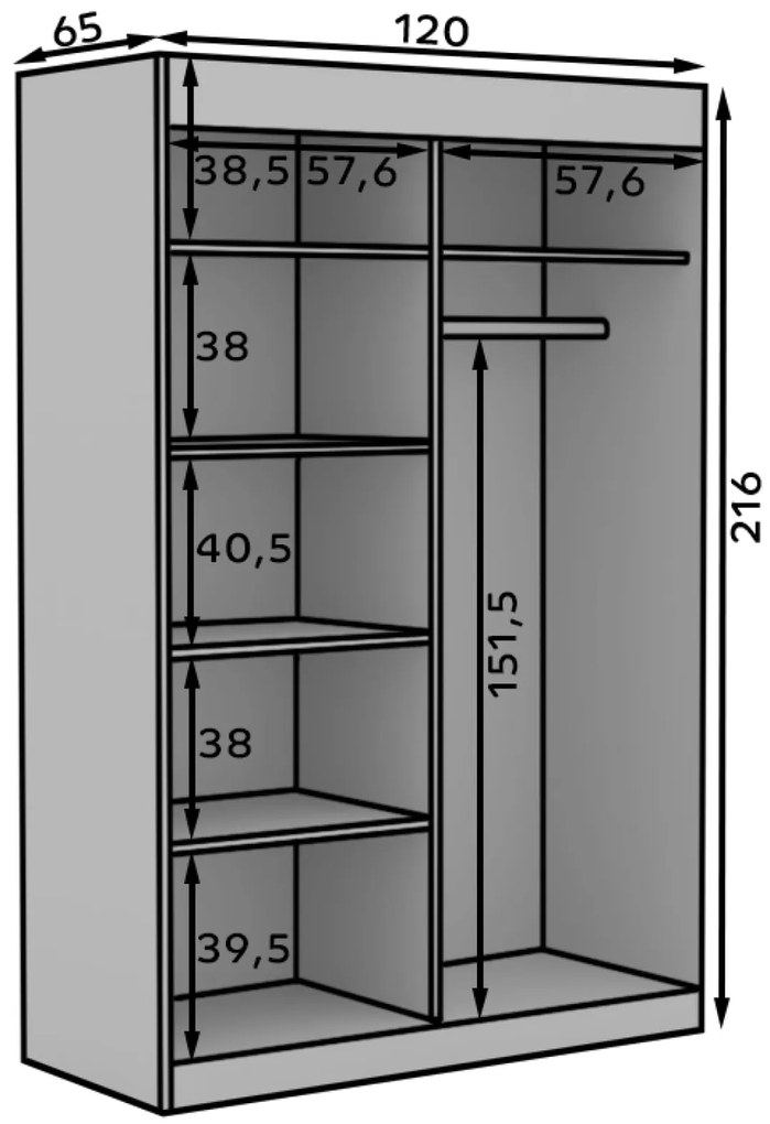 Bílá šatní skříň s posuvnými dveřmi Osgar - 120 cm