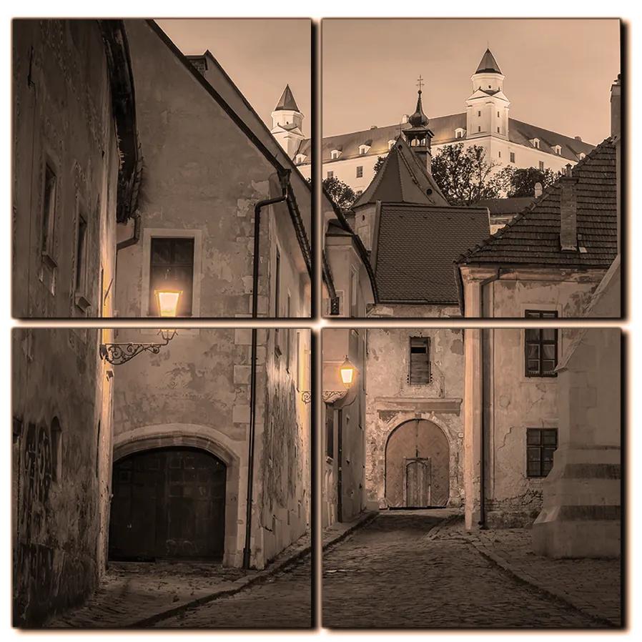 Obraz na plátně - Bratislava staré město s hradem vzadu- čtverec 3265FE (100x100 cm)