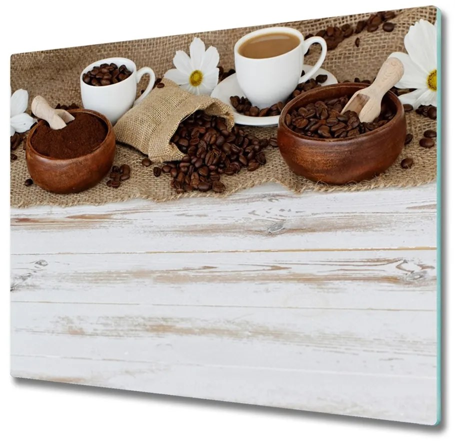 Skleněné deska do kuchyně Šálek kávy 60x52 cm