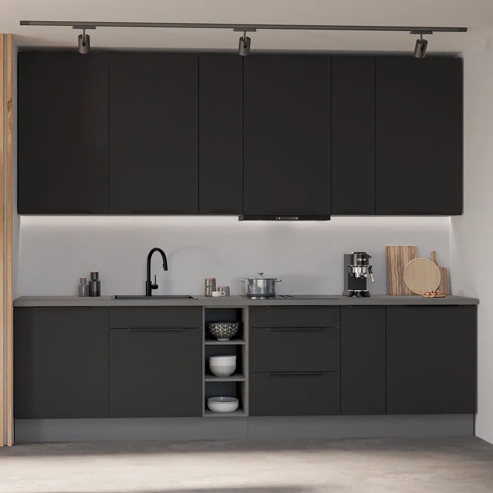 ARIA ab | dolní skříňka 90x90 DN 2F rohová s policí | 90x90 cm | antracit/černá