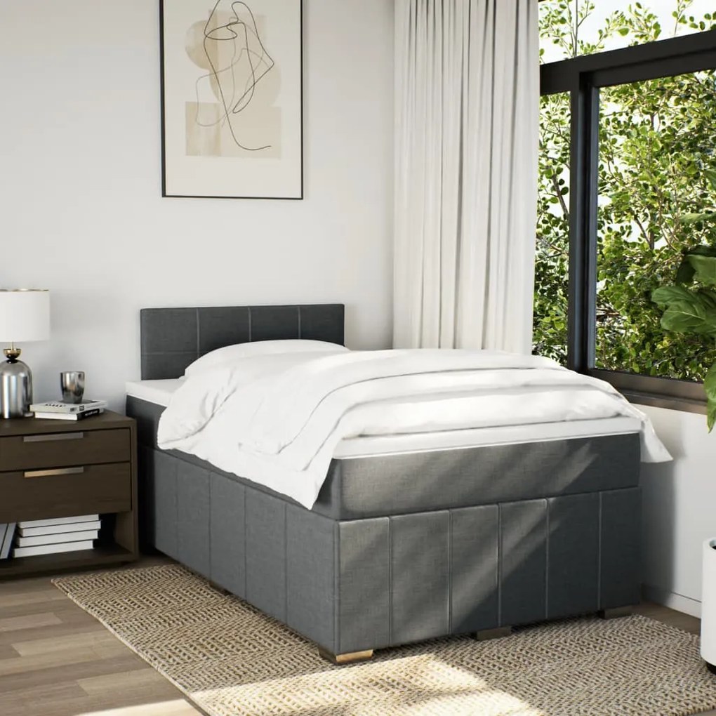 Box spring postel s matrací tmavě šedá 120x200 cm textil 3289336