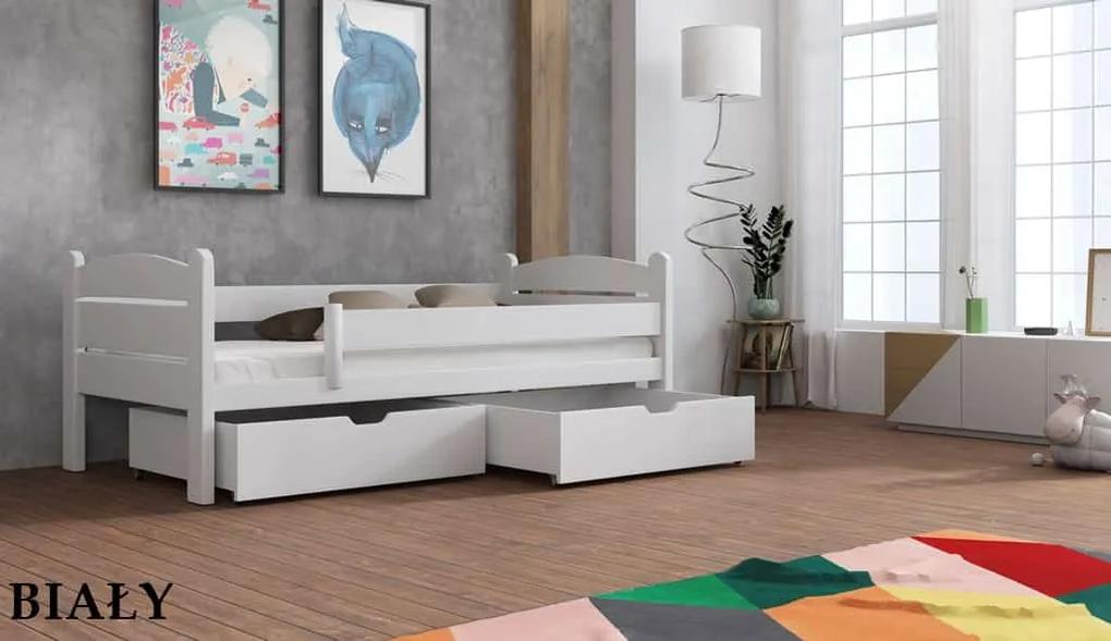 Masivní postel MATĚJ  90x200  cm s úložným prostorem  - BÍLÁ