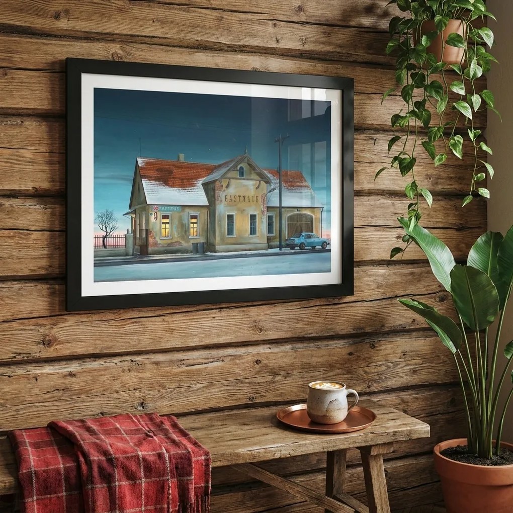 Štěpán Jirák | Hospoda v zimě Rám: Bez rámu, Velikost: 20 x 30 cm