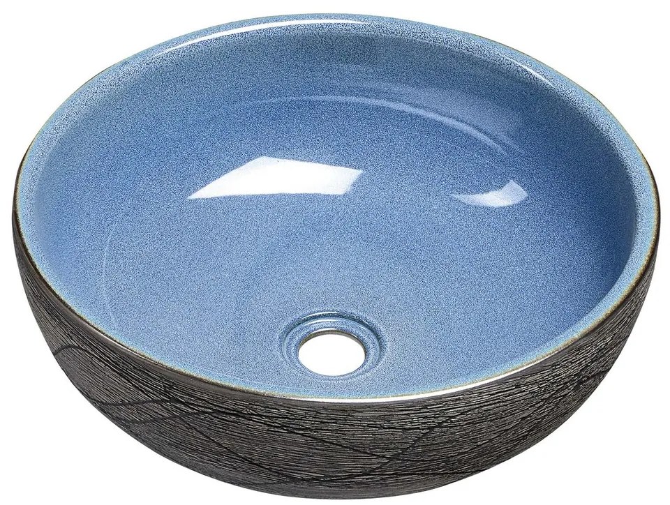 PRIORI keramické umyvadlo, průměr 41cm, 15cm, modrá/šedá (PI020) SAPHO