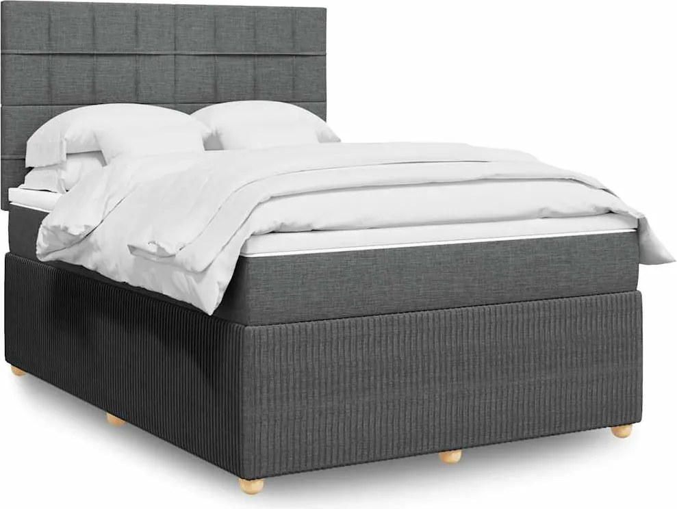 Box spring postel s matrací tmavě šedá 140x200 cm textil 3292080