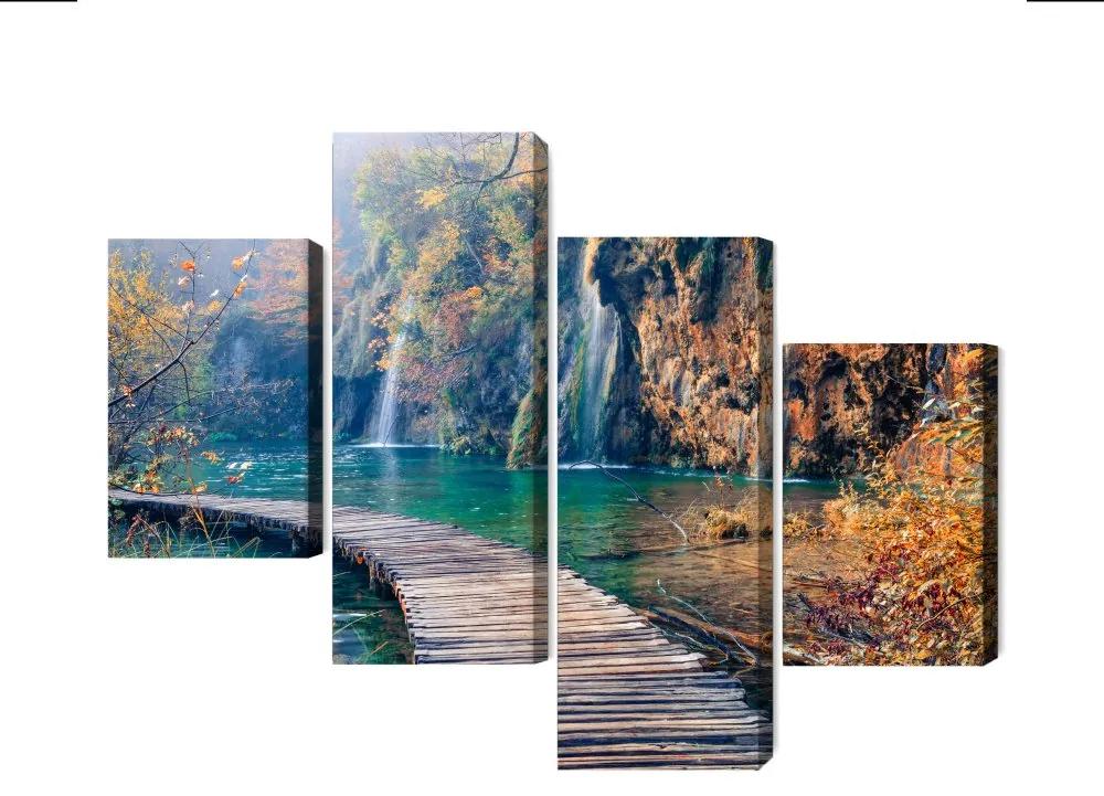 Vícedílný obraz Národní Park Plitvická Jezera Nedostatek Nedostatek Přírodní plátno 240x150