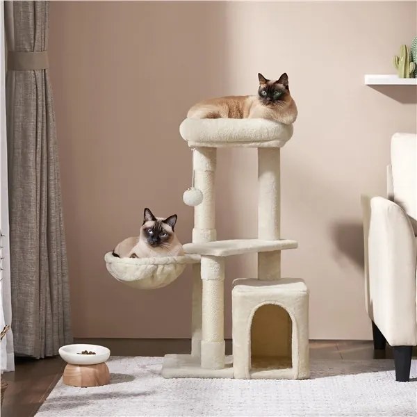 Škrabadlo pro kočky Yaheetech – béžová, 49,5 cm (délka) × 34,5 cm (šířka) × 86,5 cm (výška) (267321128287)