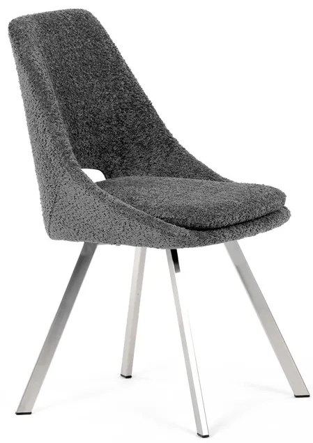 Autronic Elegantní šedá jídelní židle RINA s broušenými kovovými nohami (vzorek z prodejny)