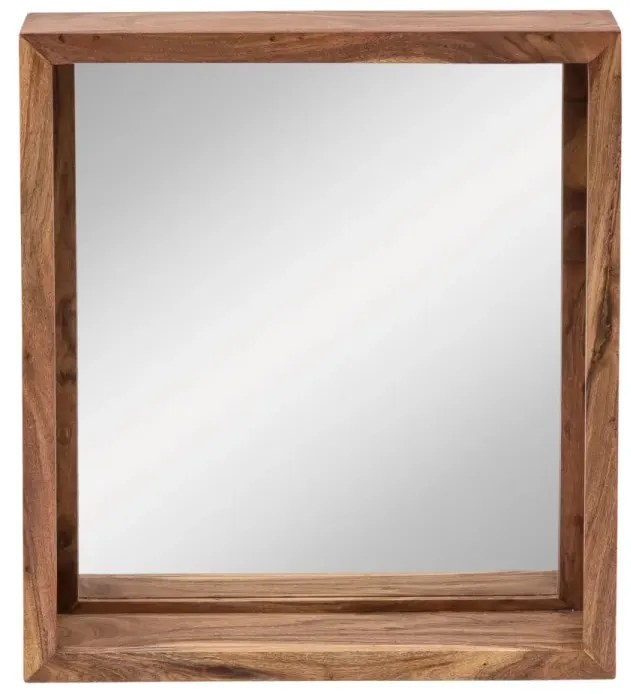 furniture-nabytek.cz - Masivní koupelnové zrcadlo Sidora z akácie, lakované, hnědé – 56×18×65 cm