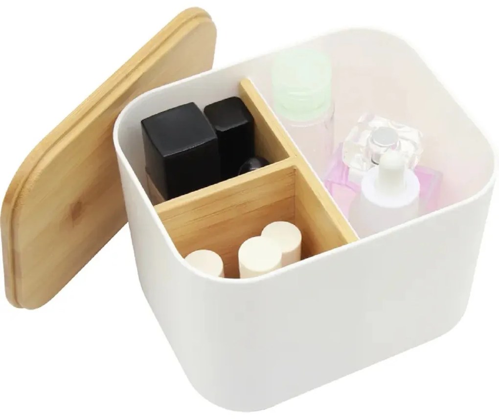 Senseo Kosmetický organizér s bambusovými přepážkami a víkem, SENBOO 15x12x11