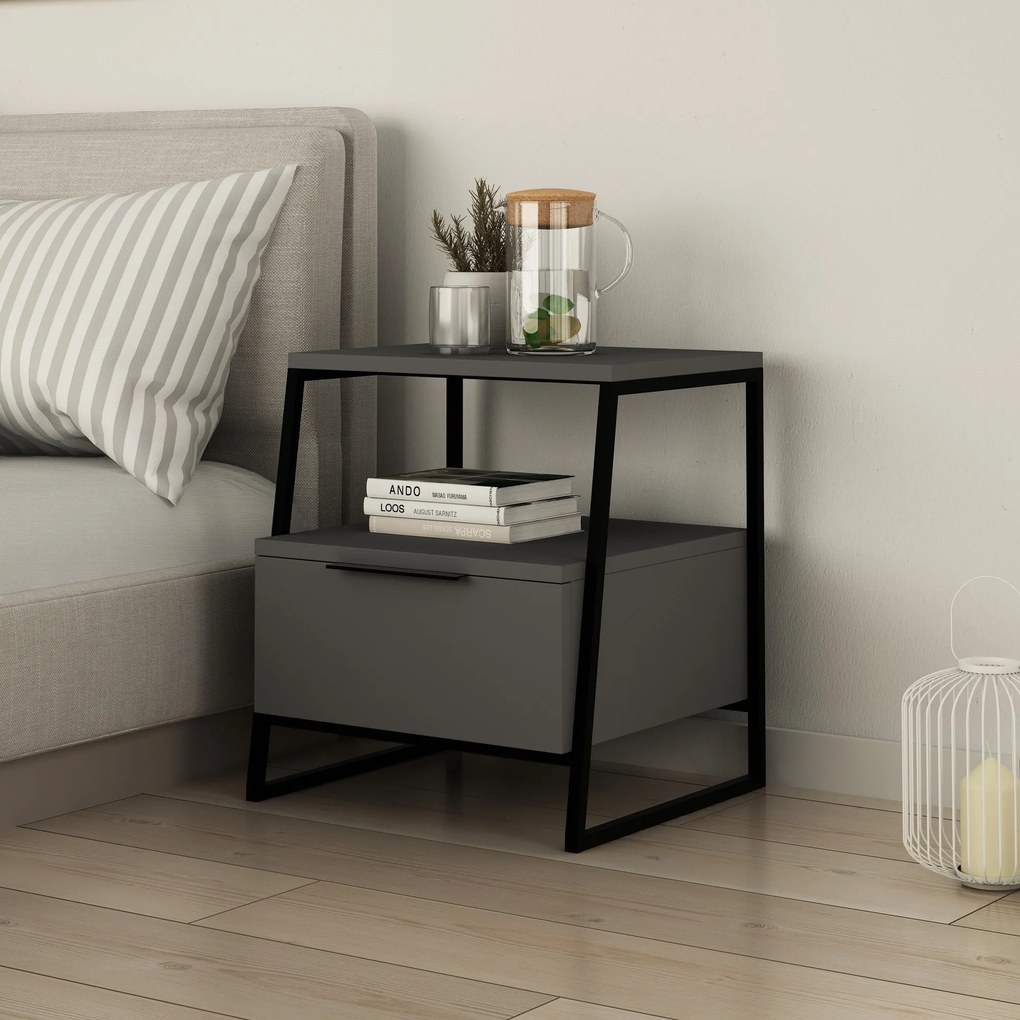 HANNAH HOME noční stolek PAL tmavě šedý 855DTE3513