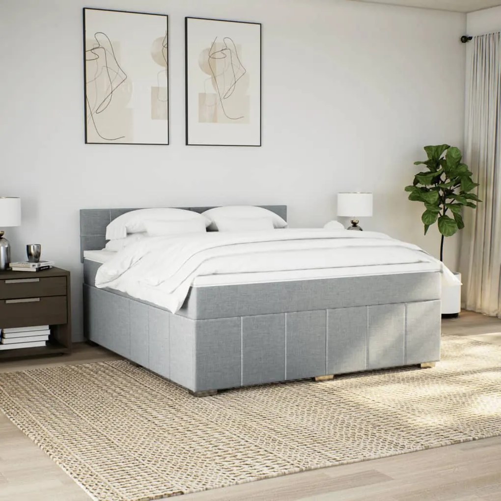 Box spring postel s matrací světle šedá 180 x 200 cm textil 3287147