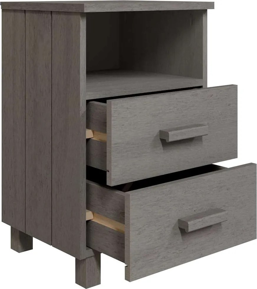 Noční stolky HAMAR 2 ks světle šedé 40x35x62 cm masivní dřevo 340419