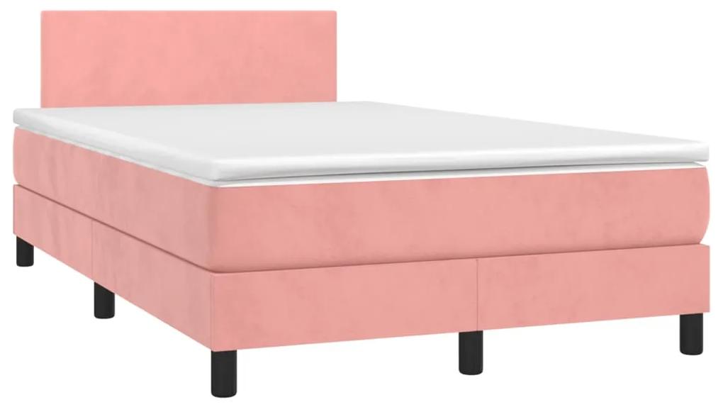 Box spring postel s matrací a LED růžová 120 x 190 cm samet,  3270146
