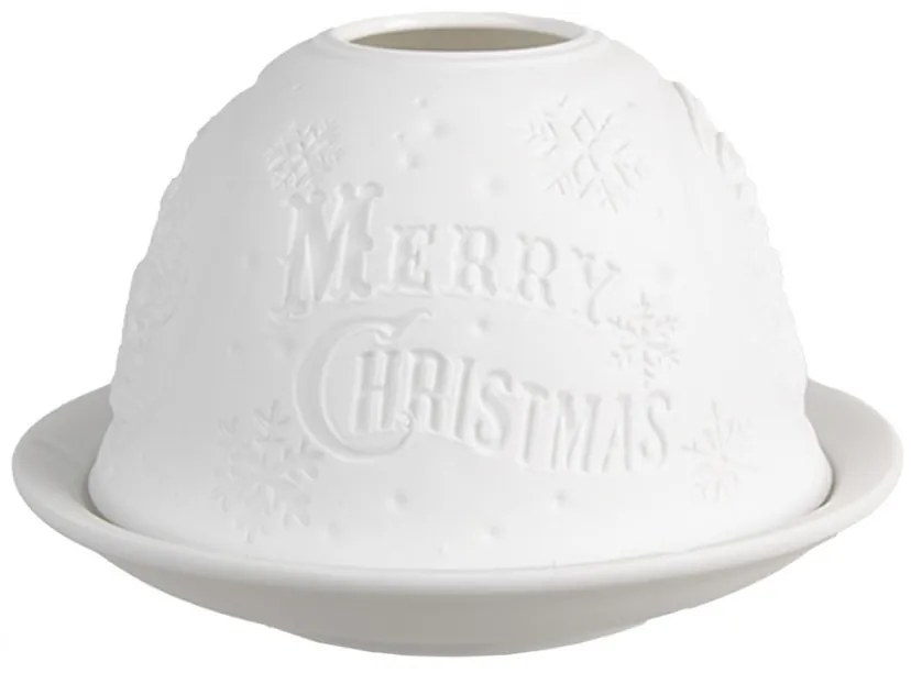 Bílý porcelánový svícen na čajovou svíčku se Santou Paollo - Ø 12 * 8 cm