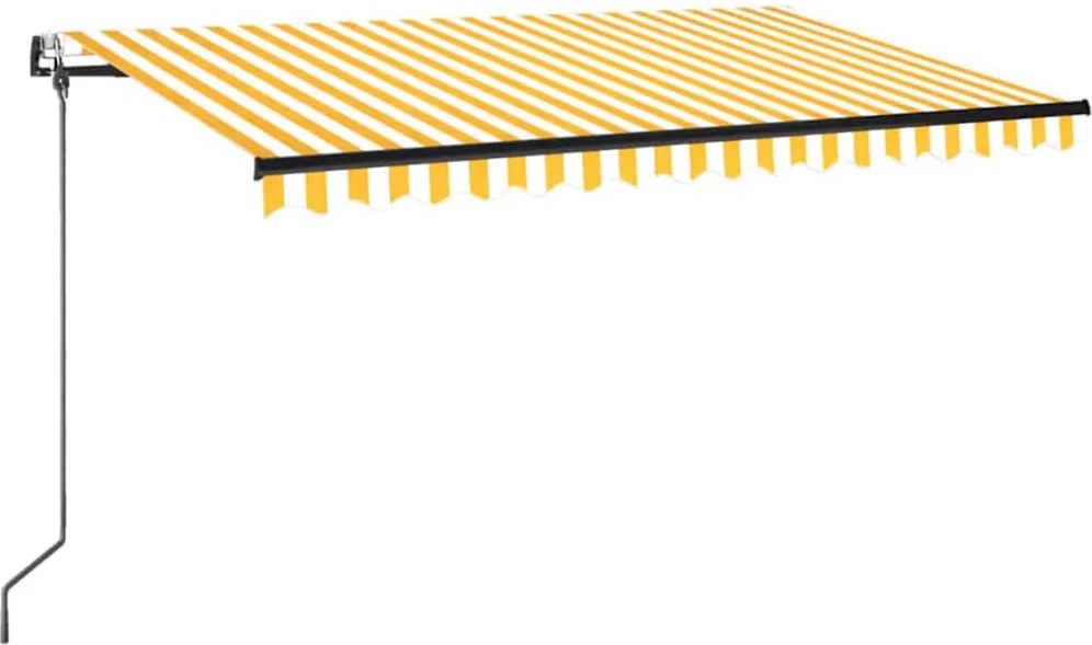 Automatická zatahovací markýza 400 x 350 cm žlutobílá 3069188