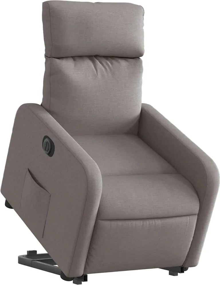 Elektrické zvedací polohovací křeslo taupe textil 3206724