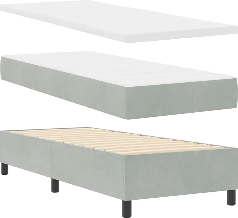 Postel s boxspringem s čelo Světle šedá 80 x 200 cm samet 3342032