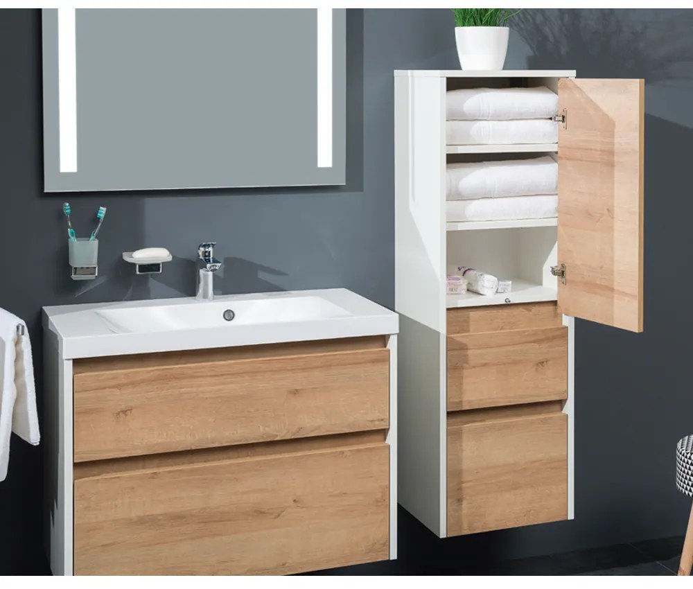 Mereo Mereo, Opto koupelnová skříňka vysoká 125 cm, levé otevírání, Multidecor, CN995LWLP1