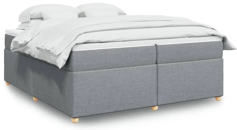 Box spring postel s matrací světle šedá 200 x 200 cm textil 3285401