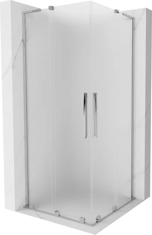 Mexen Velar L Duo, sprchový kout s posuvnými dveřmi 80 x 80 cm, 8mm sklo námraza, chromová, 871-080-080-02-33-01