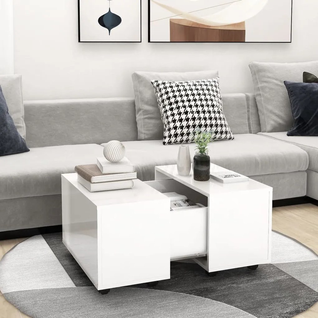 vidaXL Konferenční stolek bílý vysoký lesk 60 x 60 x 38 cm dřevotříska