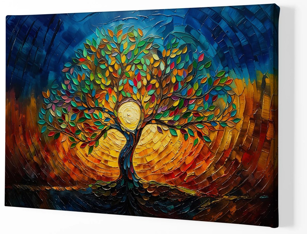 Obraz na plátně - Strom života Dotek slunce FeelHappy.cz Velikost obrazu: 40 x 30 cm