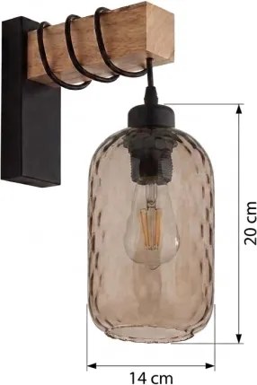 BRILAGI - Nástěnné svítidlo WOOD GLASS 1xE27/60W/230V borovice/černá/kouř hnědá