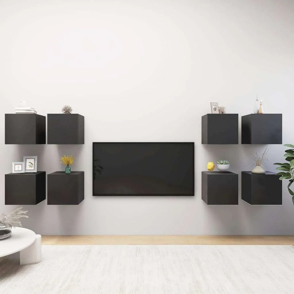 vidaXL Nástěnné TV skříňky 8 ks 30,5 x 30 x 30 cm [3079264] Barva: šedá sonoma