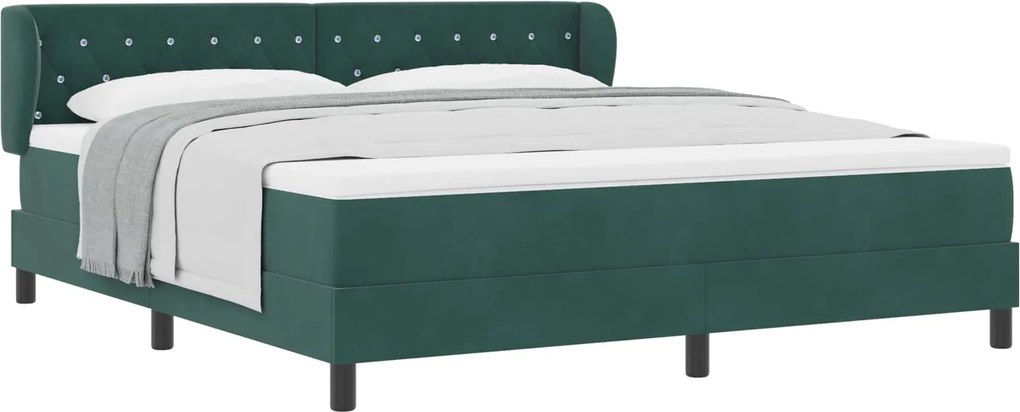 Postel s boxspringem s čelo Tmavě zelená 180 x 200 cm samet 3340349