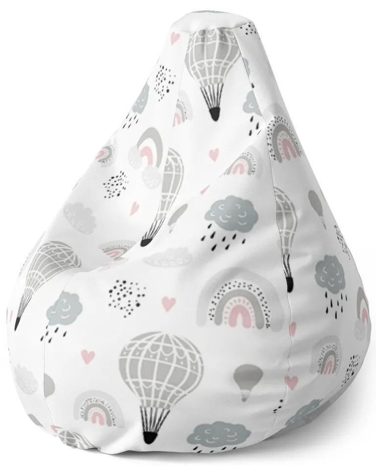 Sedací vak Pear malované horkovzdušné balony - dětský, barevná