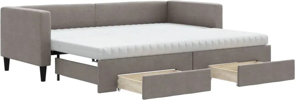 Válenda s přistýlkou a zásuvkami taupe 80 x 200 cm textil 3196630
