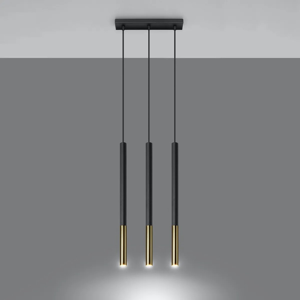 Sollux Lighting Závěsné svítidlo MOZAICA 3L černé/zlaté