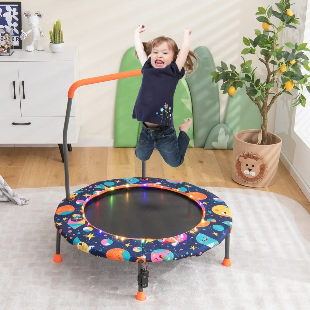 Costway Φ92 cm dětská trampolína mini trampolína pro děti s LED osvětlením