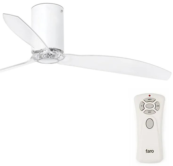 FARO 32039-Stropní ventilátor MINI TUBE VENTIL čirá pr. 128 cm +dálkové ovládání