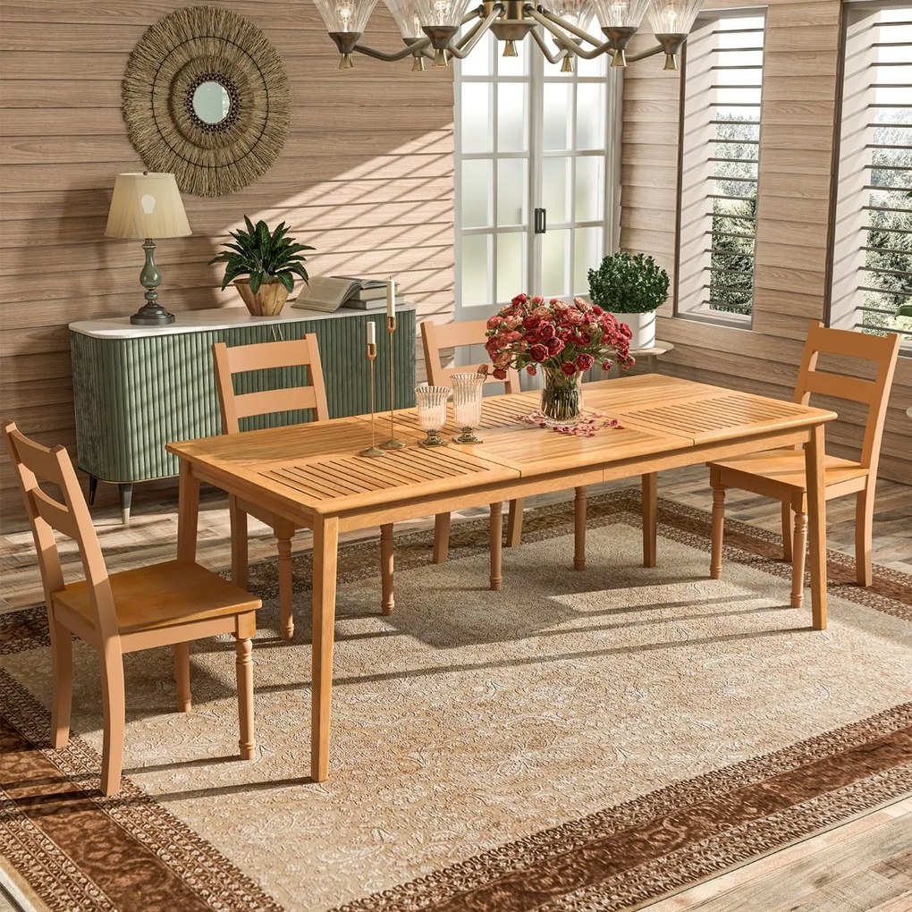 Costway Zahradní stůl akátové dřevo velký pro 6 osob – 170 × 90 cm, přírodní