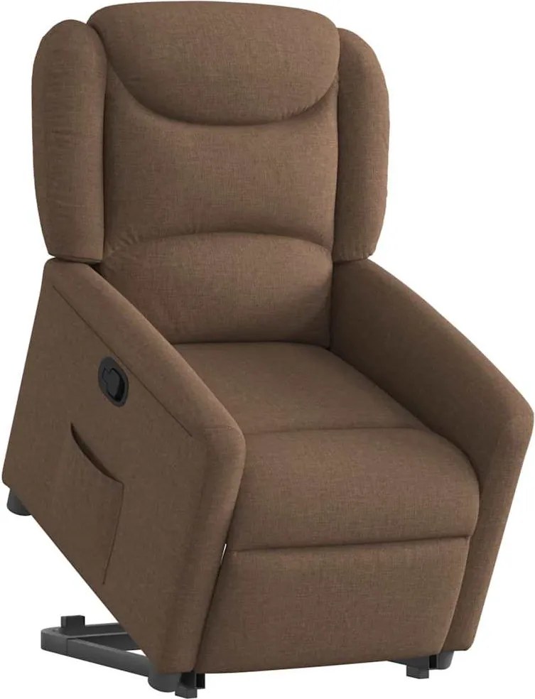 Zvedací polohovací křeslo hnědé textil 3303198
