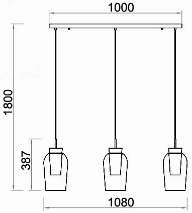Mantra Nora, závěsné svítidlo se třemi závěsy 3xE27 čiré sklo/bílý mramor, šířka 100cm